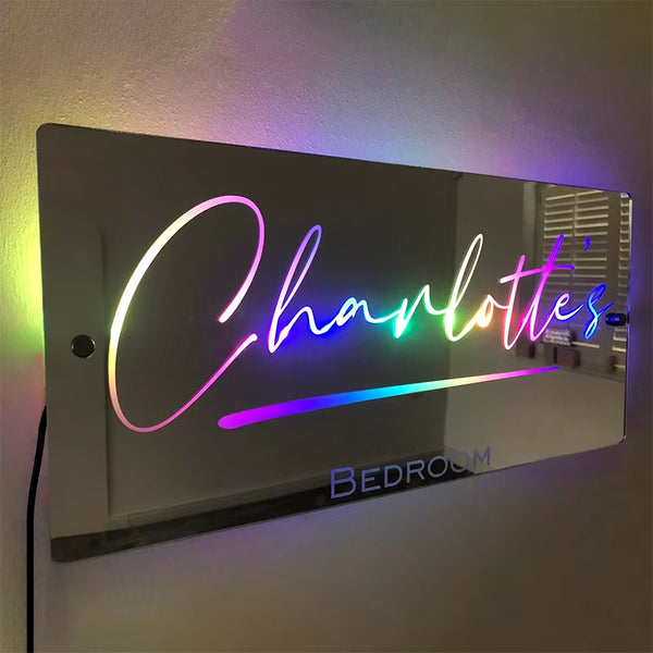 Personalized Bedroom Name LED Neon Mirror – Dope Neons