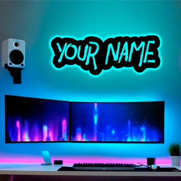 Personalized LED Neon Wooden Sign - Custom Name / Handle / Gamer Tag ...