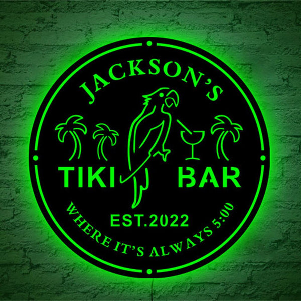 Personalized Tiki Bar LED Neon Wooden Sign – Dope Neons