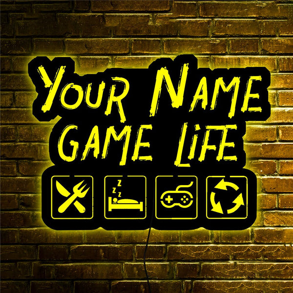 Your Name Game Life Personalized LED Neon Wooden Sign – Dope Neons