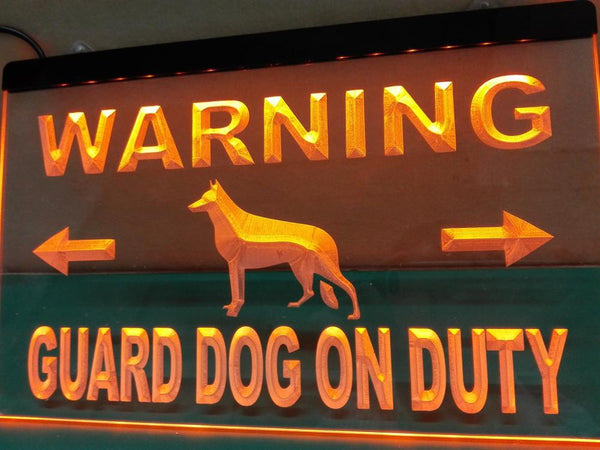 Warning Guard Dog on Duty Illuminated Sign – Dope Neons