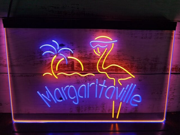 Flamingo Margaritaville Two Tone Illuminated LED Neon Sign – Dope Neons