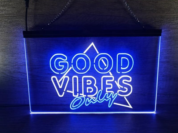 Good Vibes Only Triangle Two Tone Illuminated LED Neon Sign – Dope Neons