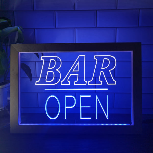 Bar Open Two Tone LED Neon Sign - Luxury Framed Edition – Dope Neons